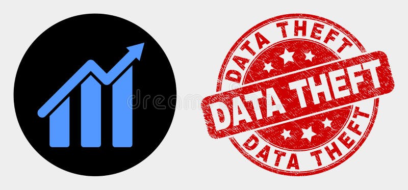 Vector Trend Chart Icon and Distress Data Theft Stamp Stock Vector ...
