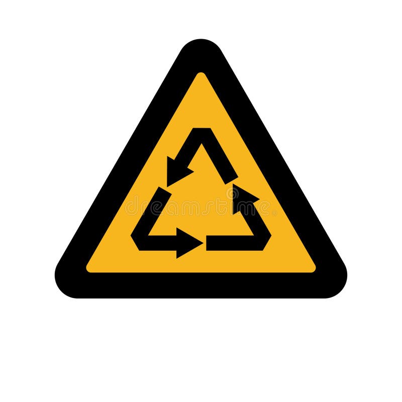 Rounded Triangle Shape Hazard Warning Sign with Arrow Symbol. Vector ...