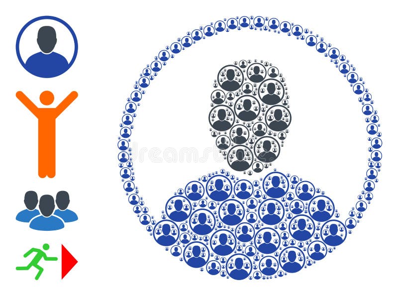 Rounded User Portrait Recursive Collage Of Self Icons Stock Vector