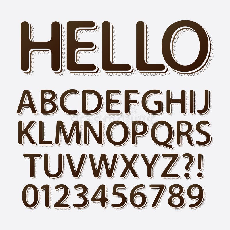 Rounded Vintage Retro Font and Numbers Stock Vector - Illustration of ...