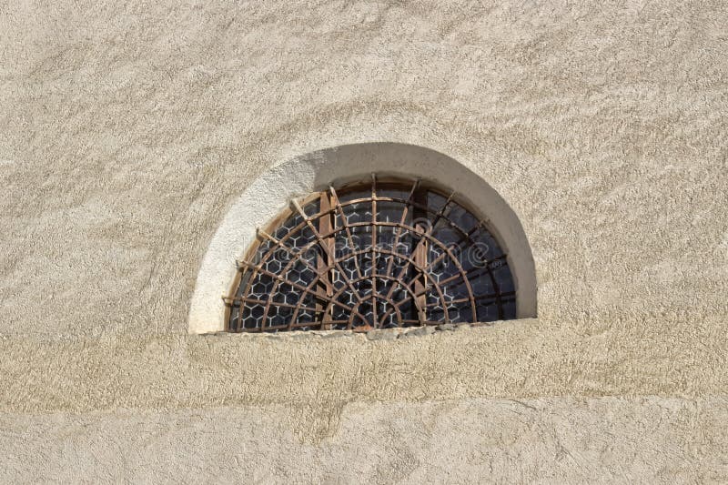 Rounded Window with Rusty Iron Grate Stock Photo - Image of hexagonal ...