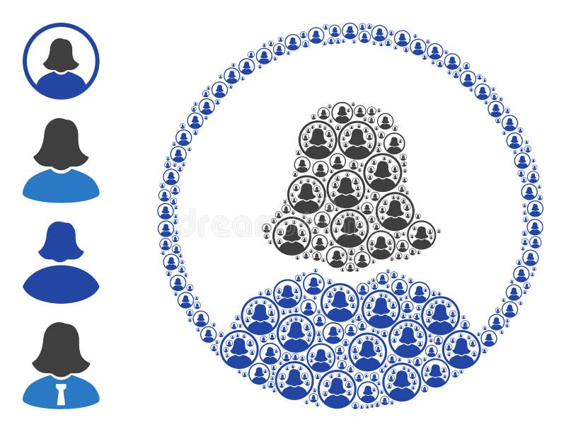 Rounded Woman Portrait Fractal Mosaic Of Self Items Stock Vector