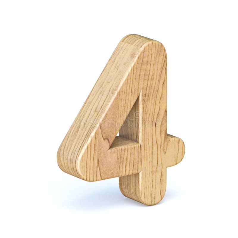 Rounded Wooden Font Number 4 FOUR 3D Stock Illustration - Illustration ...