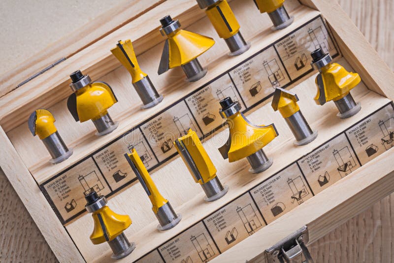 Roundover Router Bits in Wooden Box Stock Image - Image of repairing ...