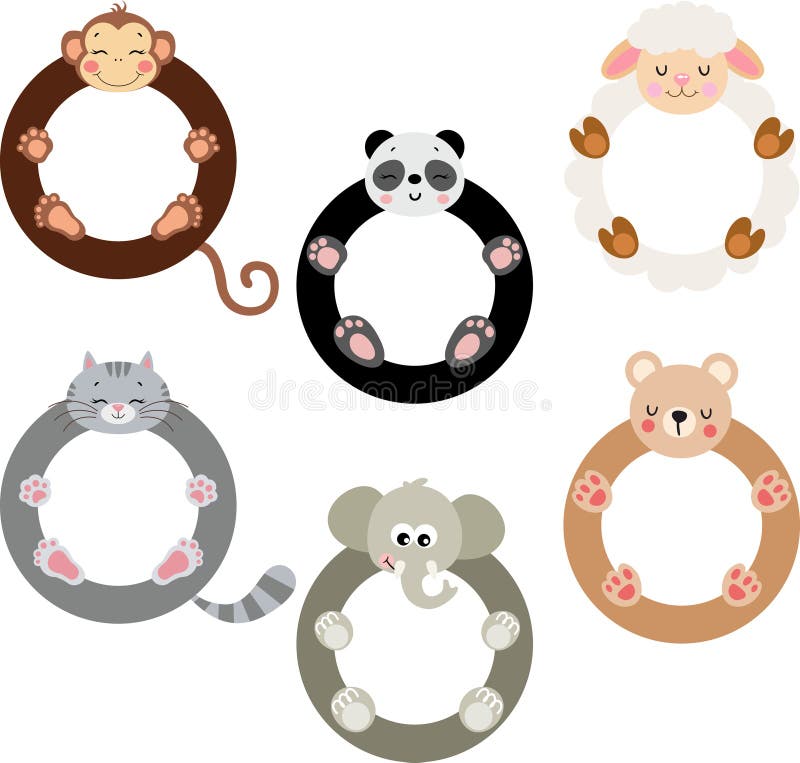 Round Animals Frames Isolated on White.cdr Stock Vector - Illustration ...