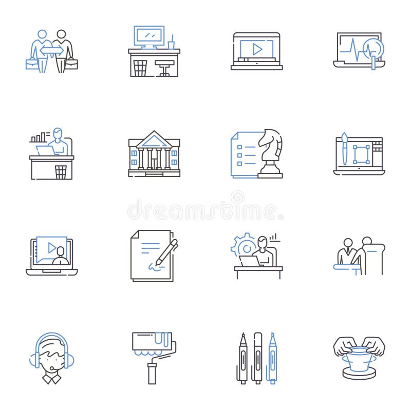 Roundtable Discussion Line Icons Collection. Dialogue, Symposium, Panel ...