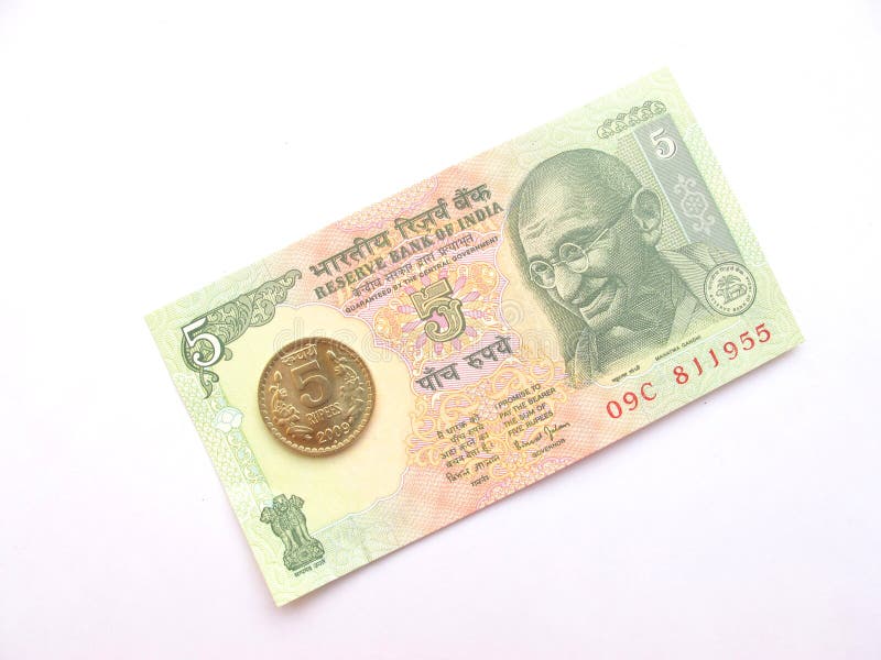 Roupies Indiennes De Devise-Cinq Image stock - Image du commerce, cinq ...