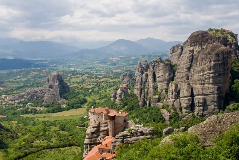 Roussanou Kloster Bei Meteora, Griechenland Stockfoto - Bild von glaube ...