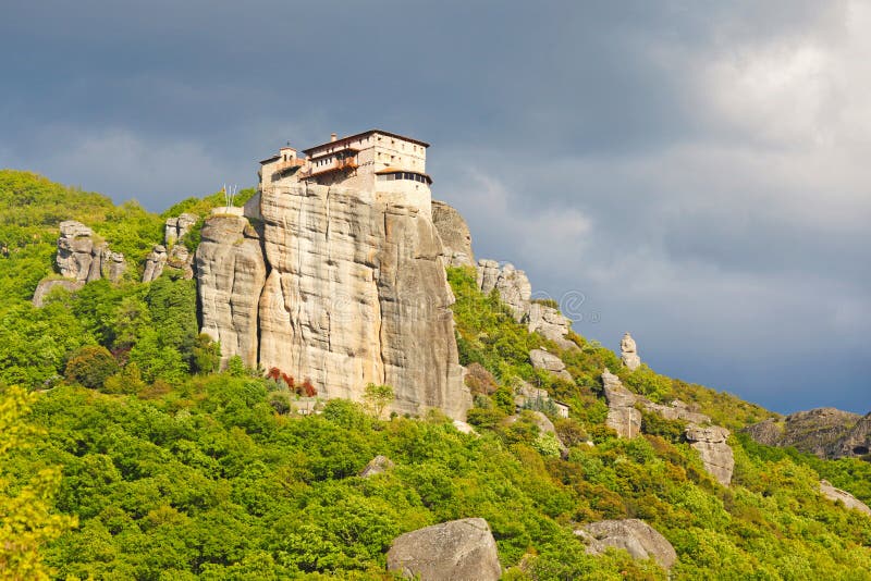 The Roussanou Monastery in Meteora, Greece Stock Image - Image of ...