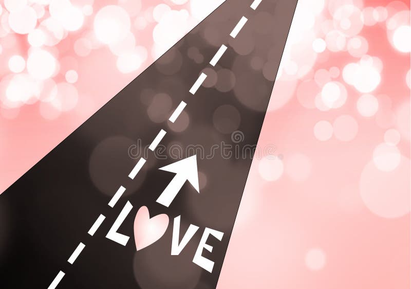 Route au coeur illustration de vecteur. Illustration du rouge - 7130029