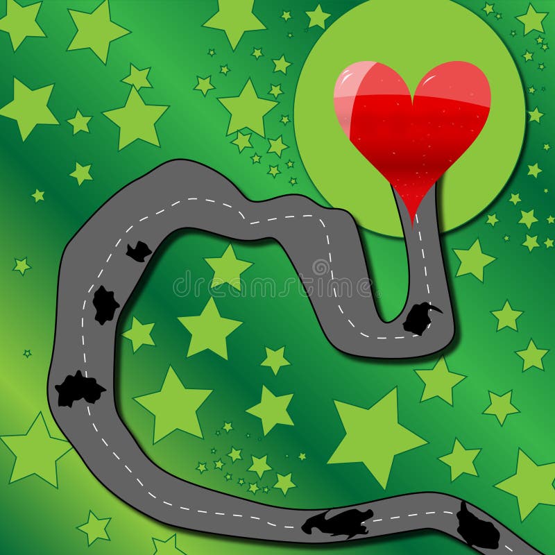 Route au coeur illustration de vecteur. Illustration du rouge - 7130029
