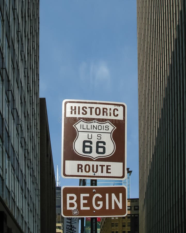 Route 66 Illinois Begin Road Sign, the Historic Roadtrip in USA ...