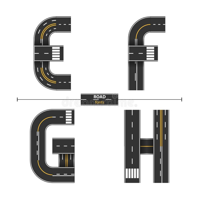 Route D'alphabet Dans Un Ensemble EFGH Illustration de Vecteur ...