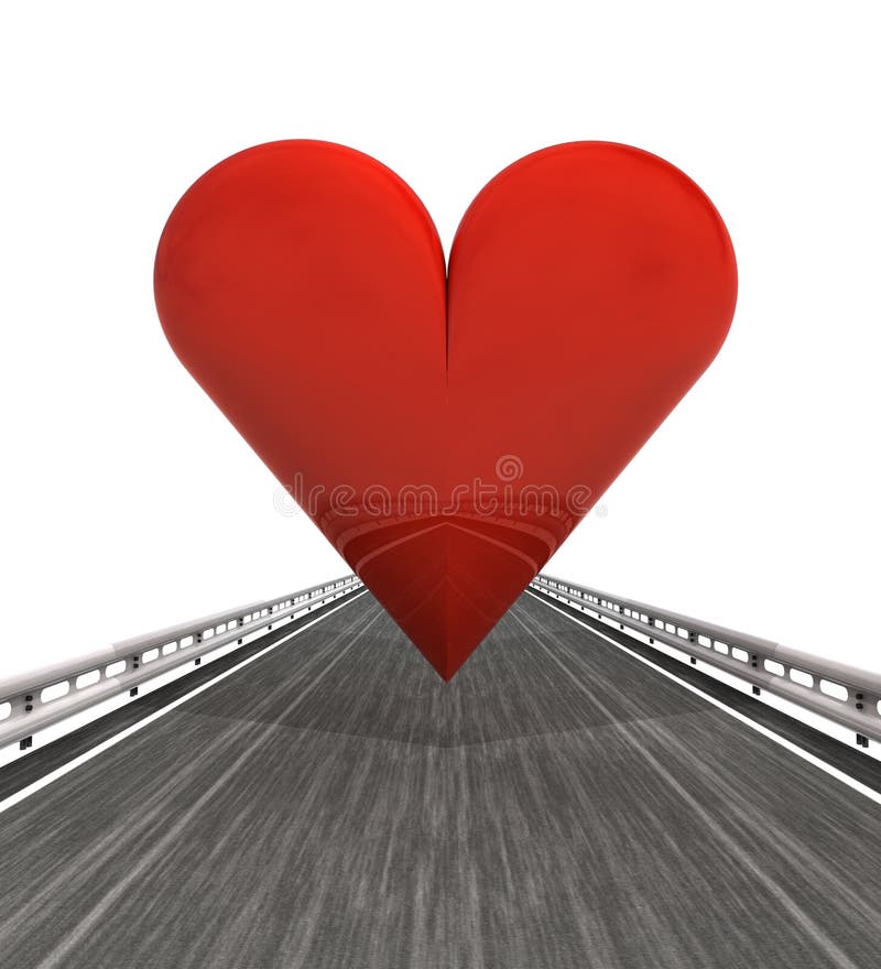 Route D'isolement Avec Le Coeur Rouge Illustration Stock - Illustration ...