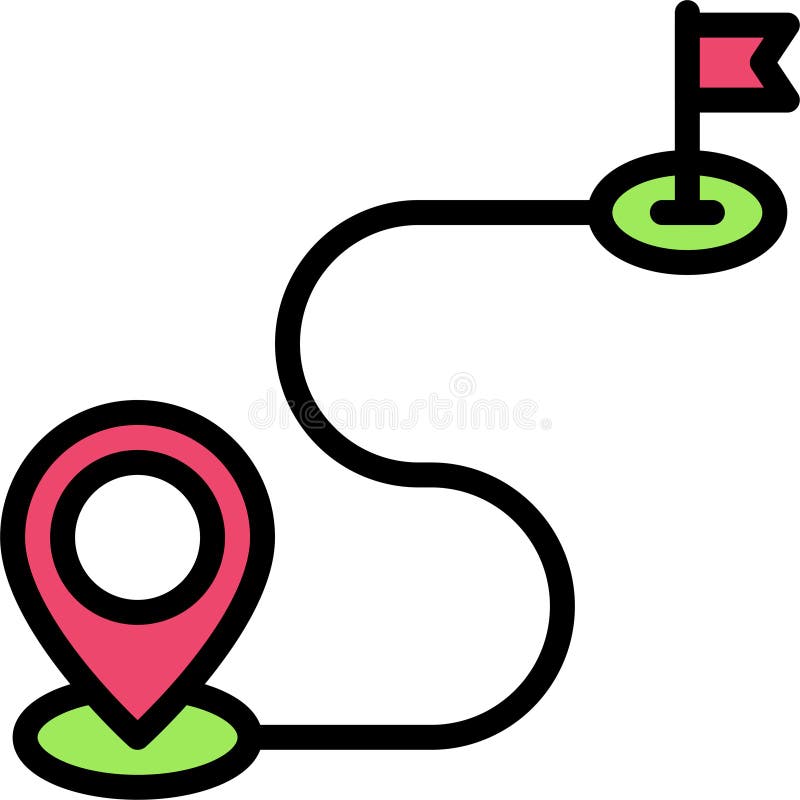 Route with Flag Icon, Location Map and Navigation Vector Stock Vector ...
