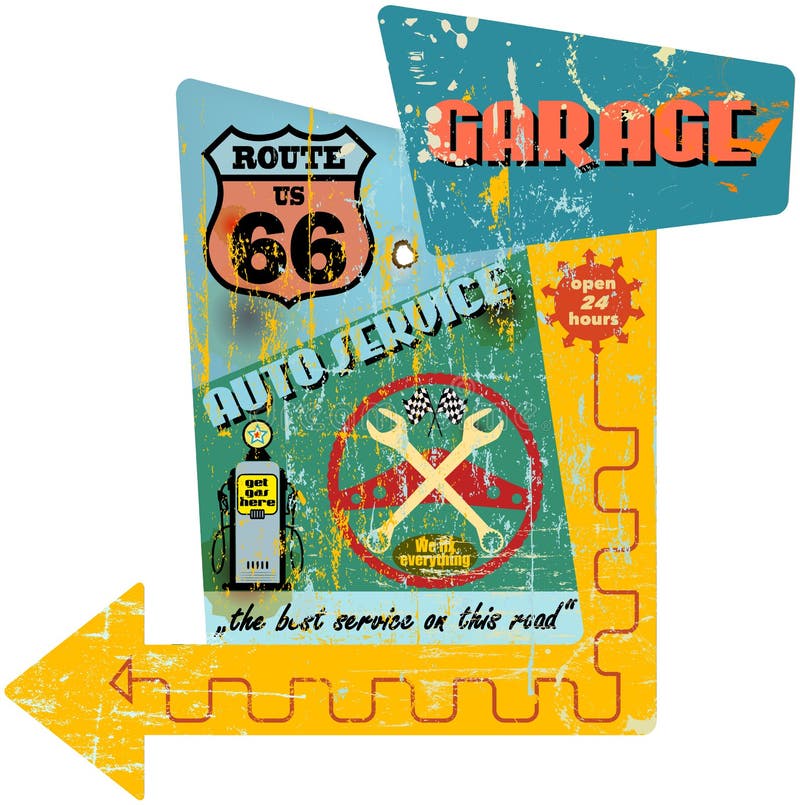 Route 66 gas station stock vector. Illustration of card - 36521515