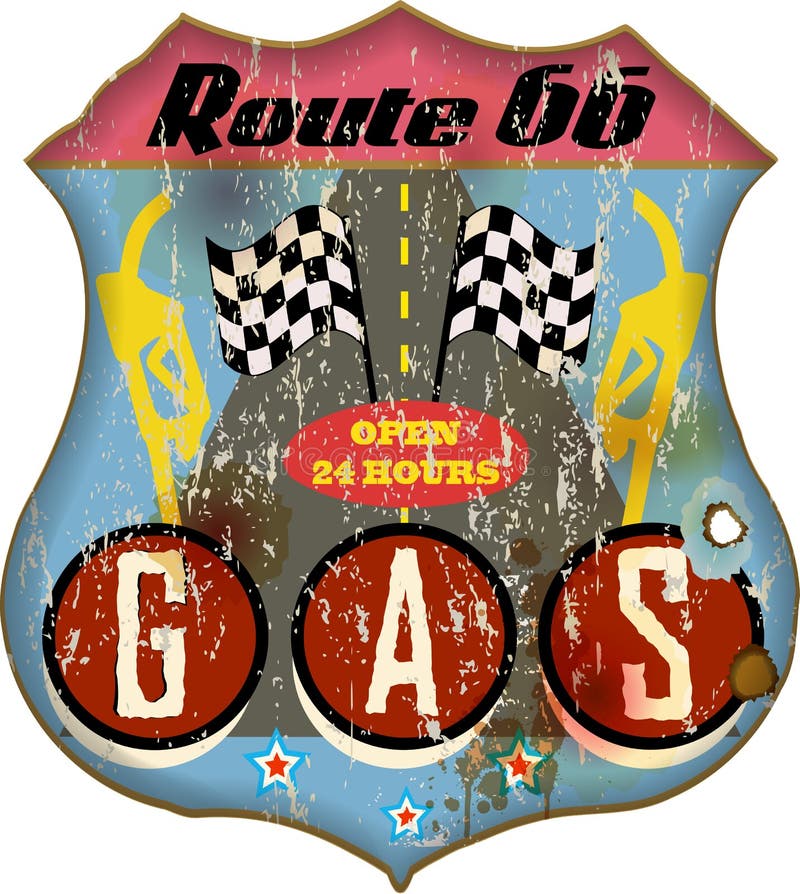 Route 66 gas stock vector. Illustration of decorative - 35643402