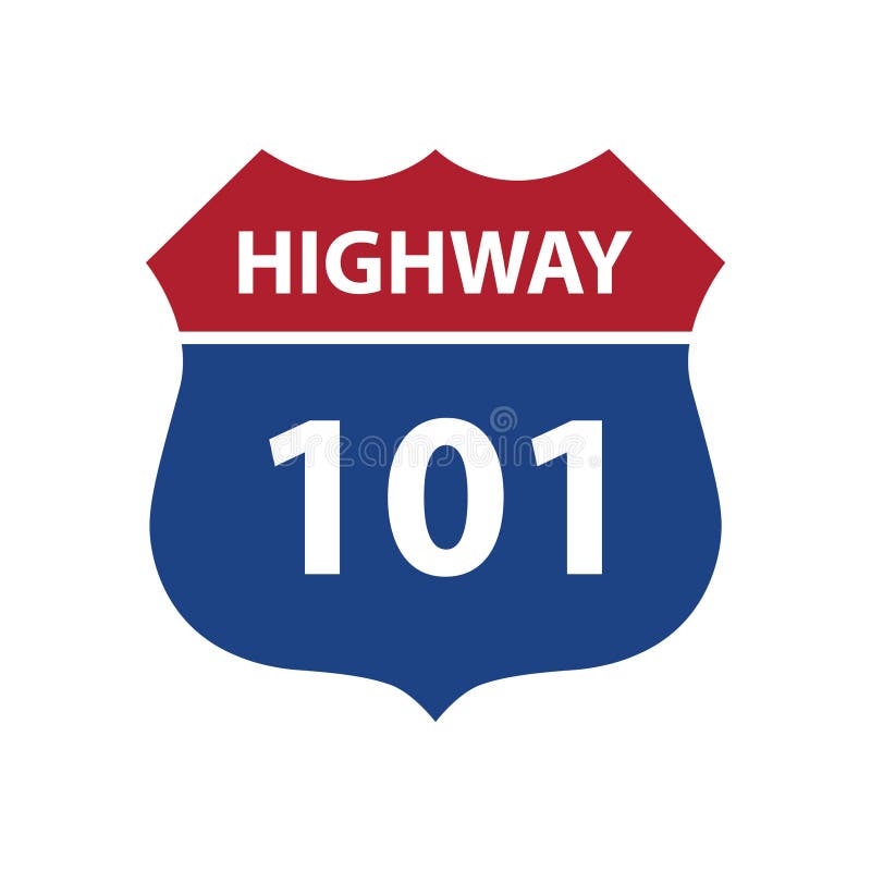 Route 101 Highway Road Sign. Vector Illustration Decorative Design ...