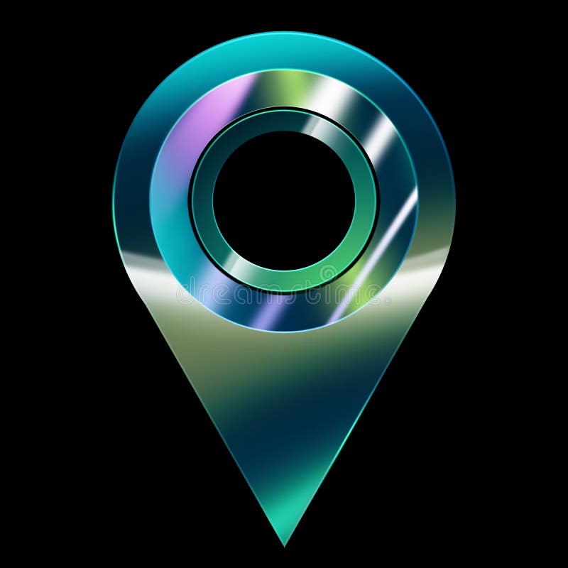 Route Icon, Arrival Point Isolated on Black Background. GPS Navigation ...