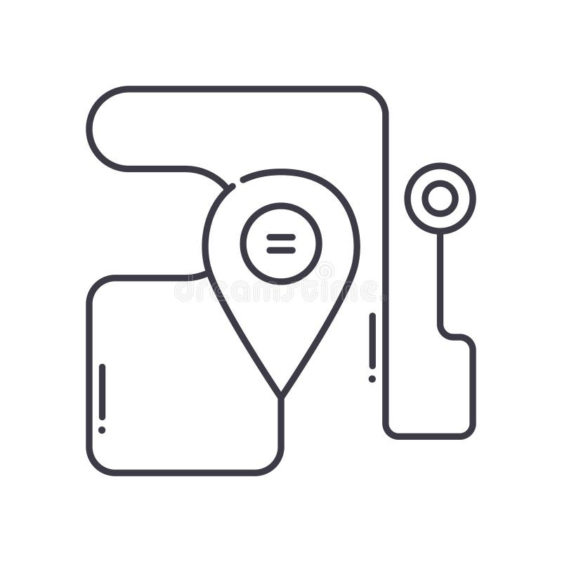 Map Route Icon, Black Vector Sign with Editable Strokes, Concept ...