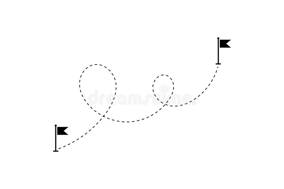 Route Icon - Two Points with Dotted Path and Location Pin. Route ...