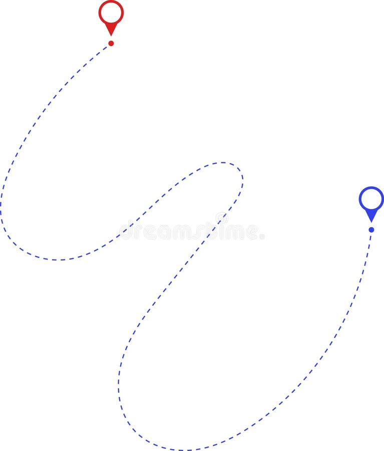Route Icon - Two Points with Dotted Path and Location Pin. Route ...