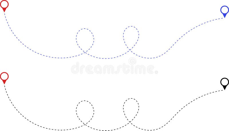 Route Icon - Two Points with Dotted Path and Location Pin. Route ...