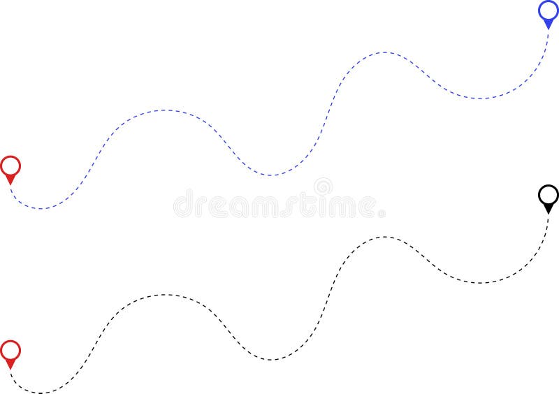 Route Icon - Two Points with Dotted Path and Location Pin. Route ...