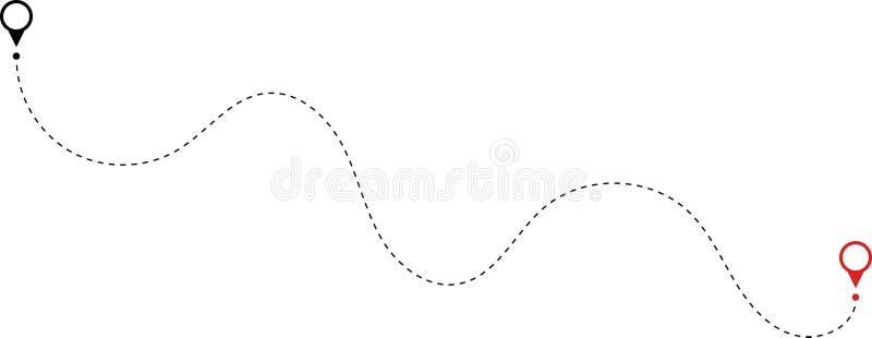 Route Icon - Two Points with Dotted Path and Location Pin. Route ...