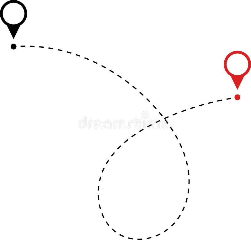 Route Icon - Two Points with Dotted Path and Location Pin. Route ...