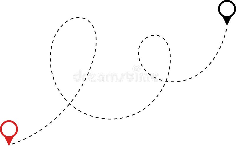 Route Icon - Two Points with Dotted Path and Location Pin. Route ...