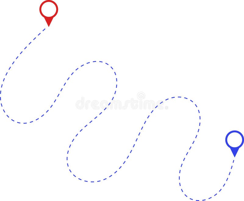 Route Icon - Two Points with Dotted Path and Location Pin. Route ...