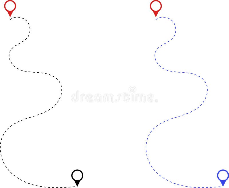 Route Icon - Two Points with Dotted Path and Location Pin. Route ...