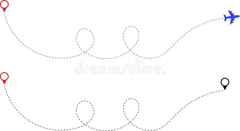 Route Icon - Two Points with Dotted Path and Location Pin. Route ...