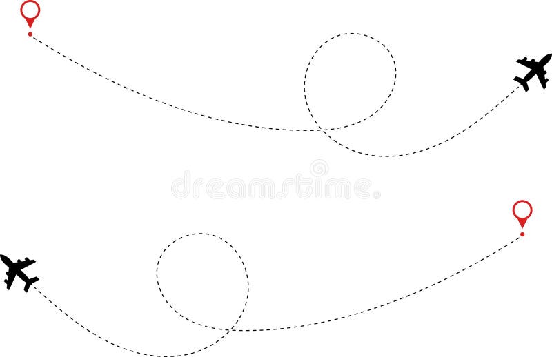 Airplane Route. Route Icon - Two Points with Dotted Path and Location ...