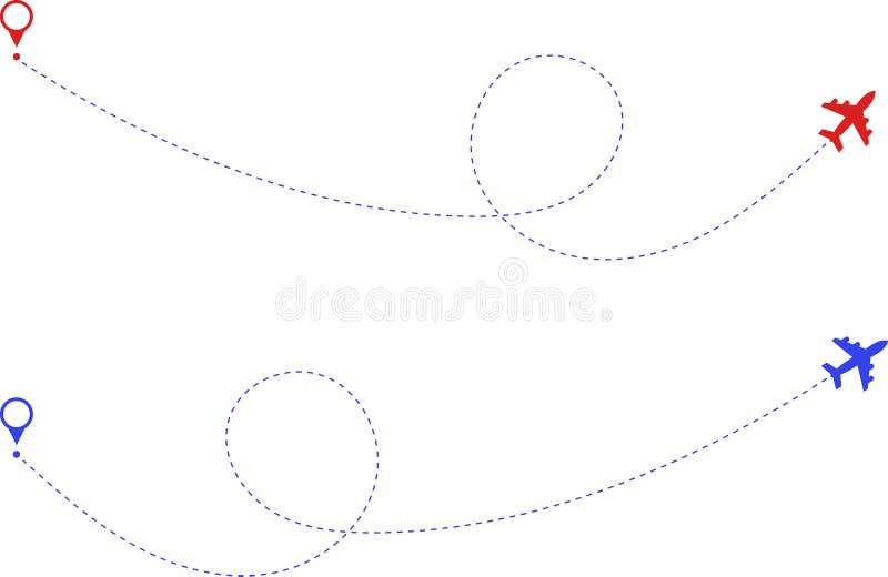 Airplane Route. Route Icon - Two Points with Dotted Path and Location ...