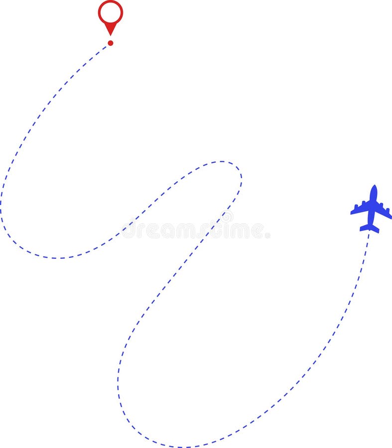 Airplane Route. Route Icon - Two Points with Dotted Path and Location ...