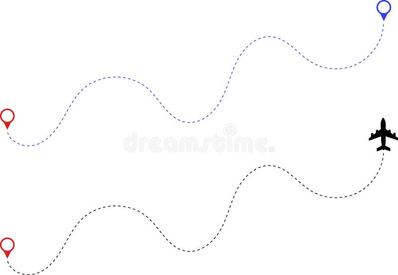 Airplane Route. Route Icon - Two Points with Dotted Path and Location ...