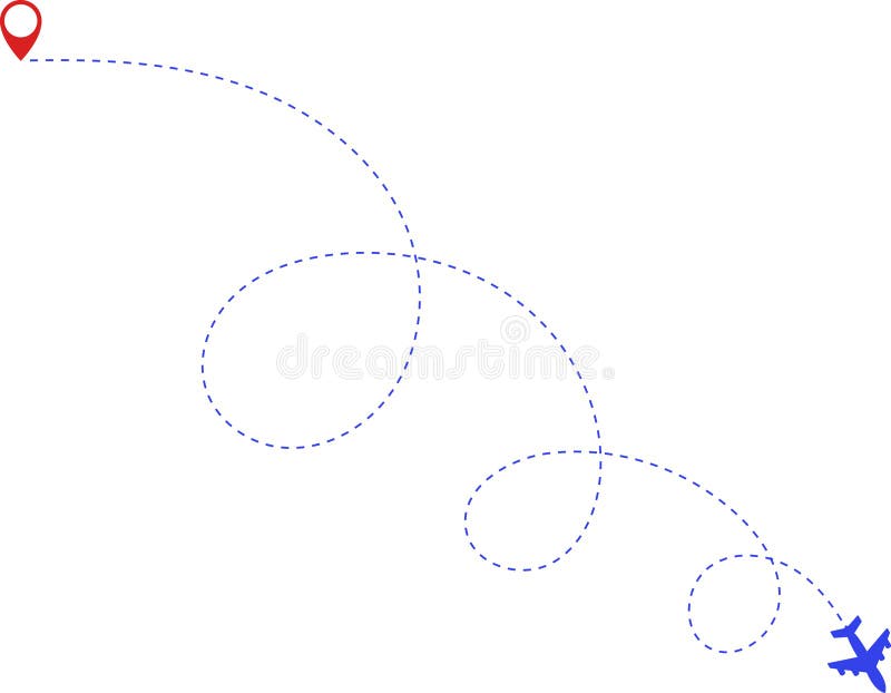 Airplane Route. Route Icon - Two Points with Dotted Path and Location ...