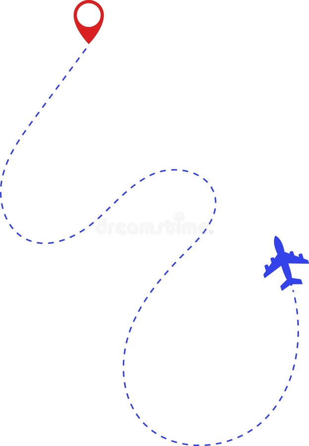 Airplane Route. Route Icon - Two Points with Dotted Path and Location ...