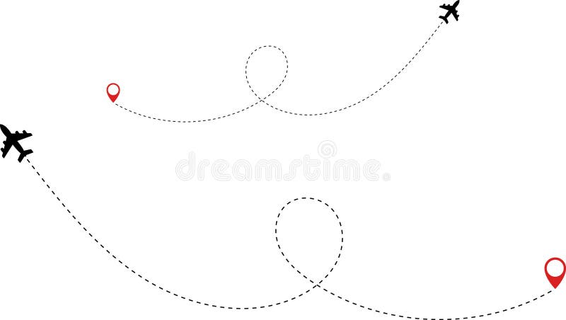 Airplane Route. Route Icon - Two Points with Dotted Path and Location ...