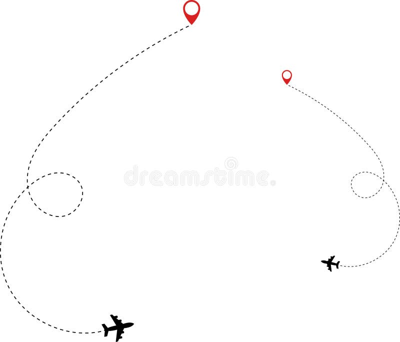 Airplane Route. Route Icon - Two Points with Dotted Path and Location ...