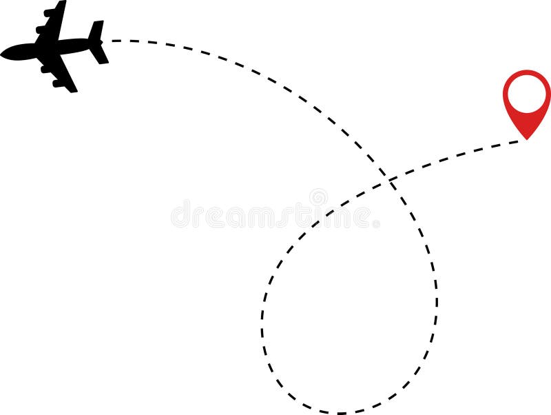Airplane Route. Route Icon - Two Points with Dotted Path and Location ...