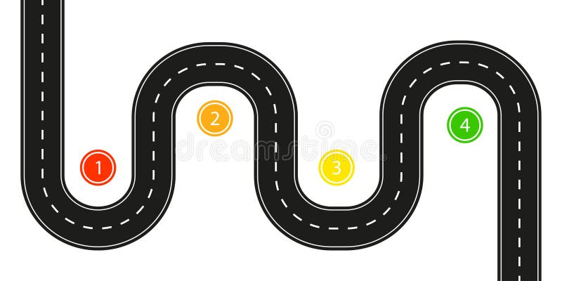 Route Infographic Template. Winding Asphalt Road Map . Vector ...