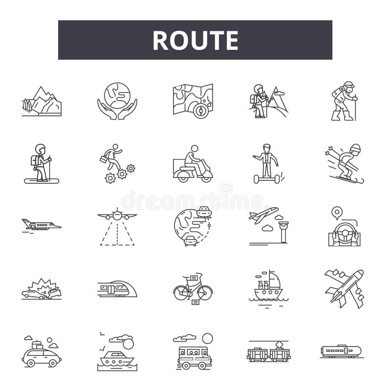 Route on the Map Line Icon Concept. Route on the Map Flat Vector Symbol ...
