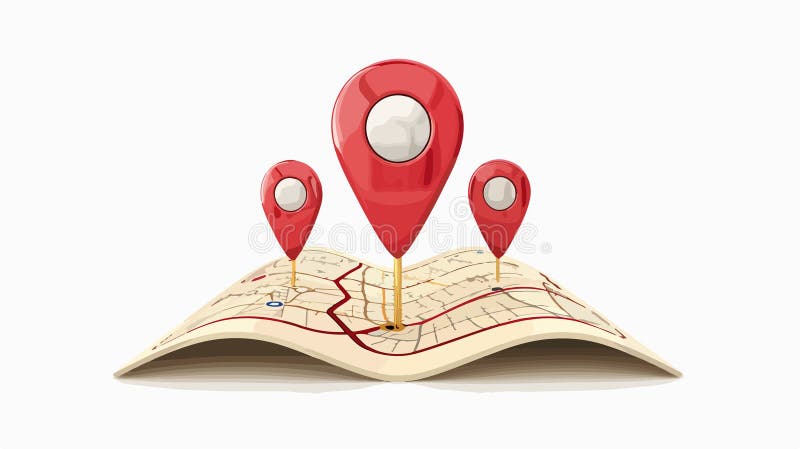 Route and Locations Pin Illustration for Navigation and Mapping ...