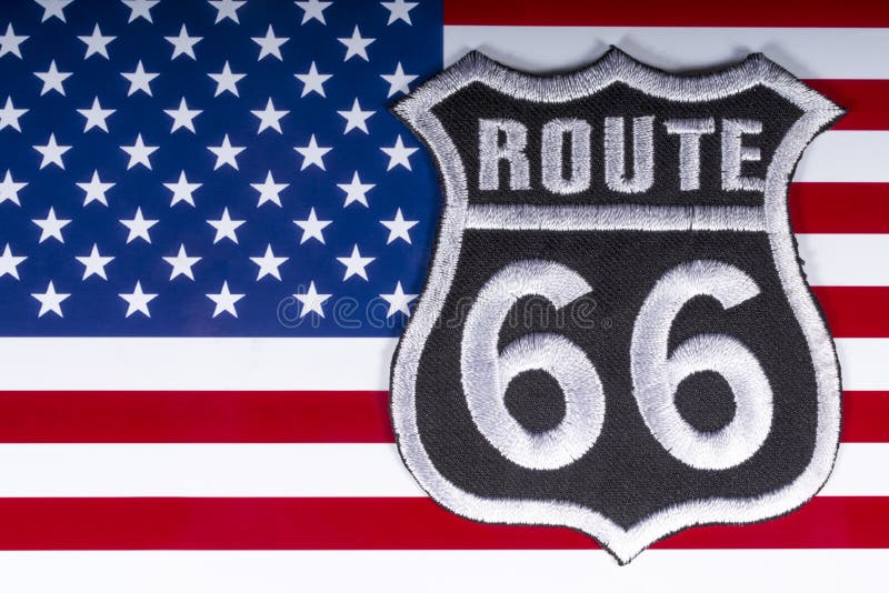 Route 66 -Logo Und Die USA-Flagge Redaktionelles Stockbild - Bild von ...