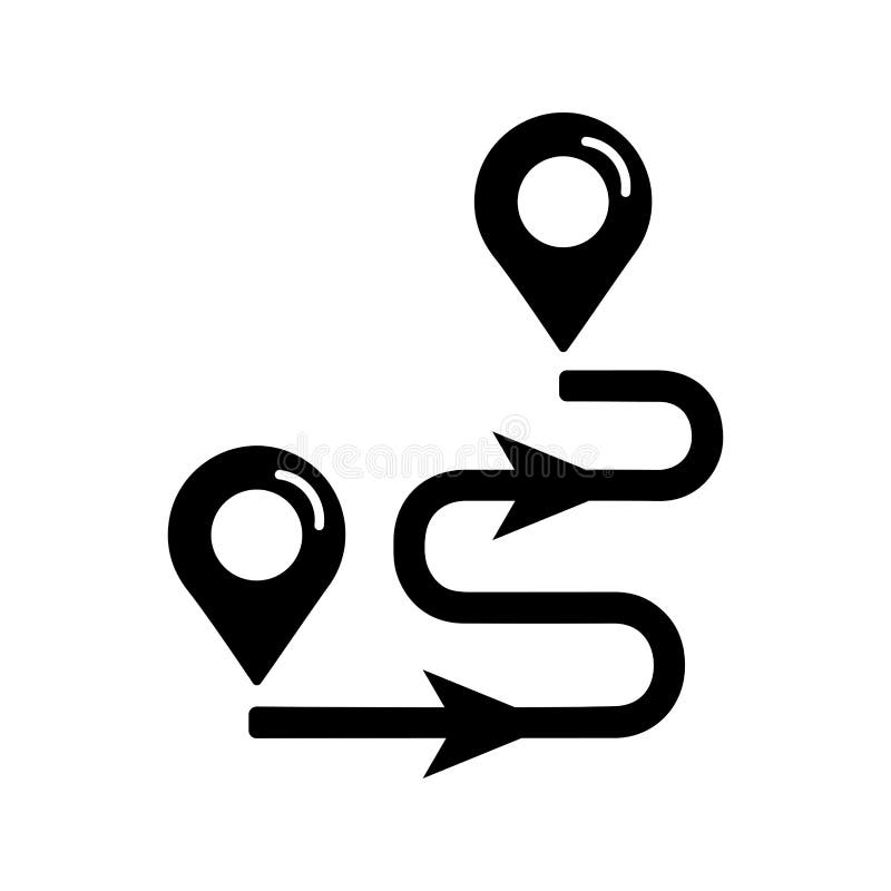 Route, Map, Direction Icon. Black Vector Graphics Stock Illustration ...