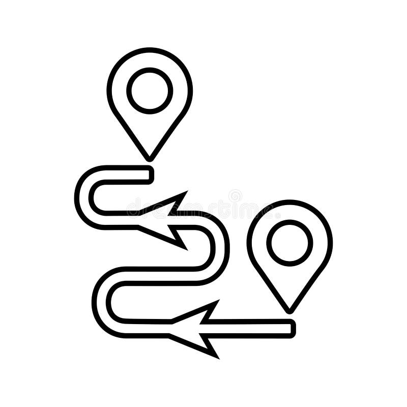 Route, Map, Direction Outline Icon. Line Art Vector Stock Illustration ...