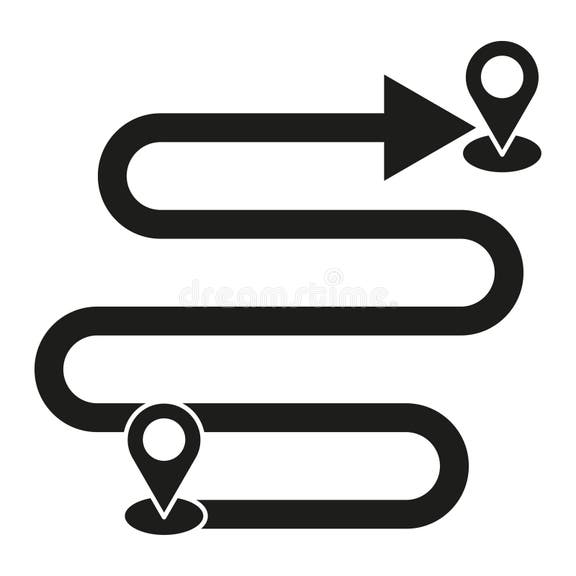 Route Map Icon. Vector Path Navigation. Arrow Direction Shape. Location ...